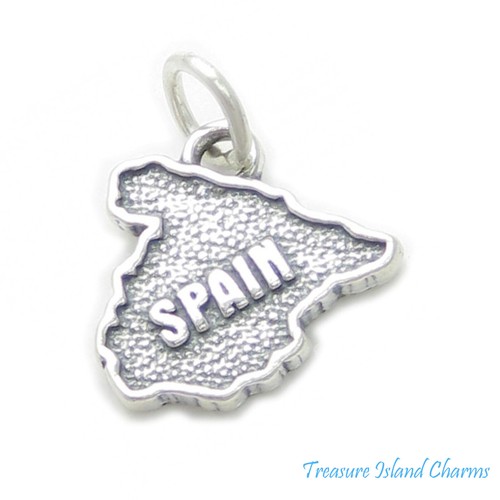Spain Country Spanish Map 925 Solid Sterling Silver Charm 19mm 9/16 ...