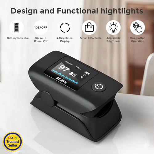 Finger Pulse Oximeter OLED Blood Oxygen Saturation SpO2 Heart Rate ...