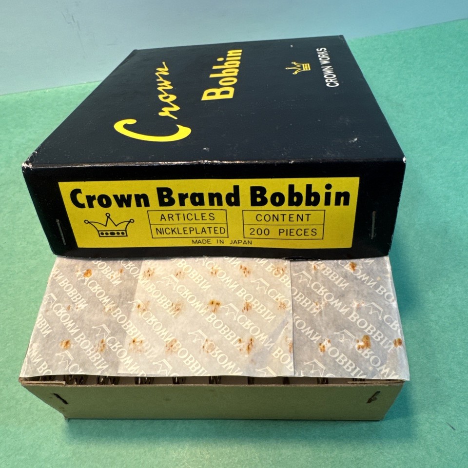 Box 200 Crown Works Bobbins Japan - 10 hole Vintage Nickle Plated ...