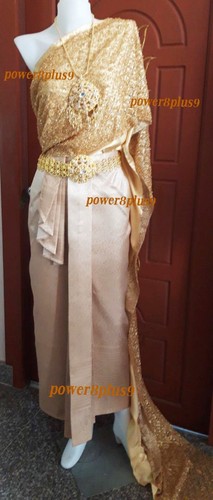 Traditional Thai Costume Wedding Dress Wrap Sinh Skirt Cloth Carnival ...