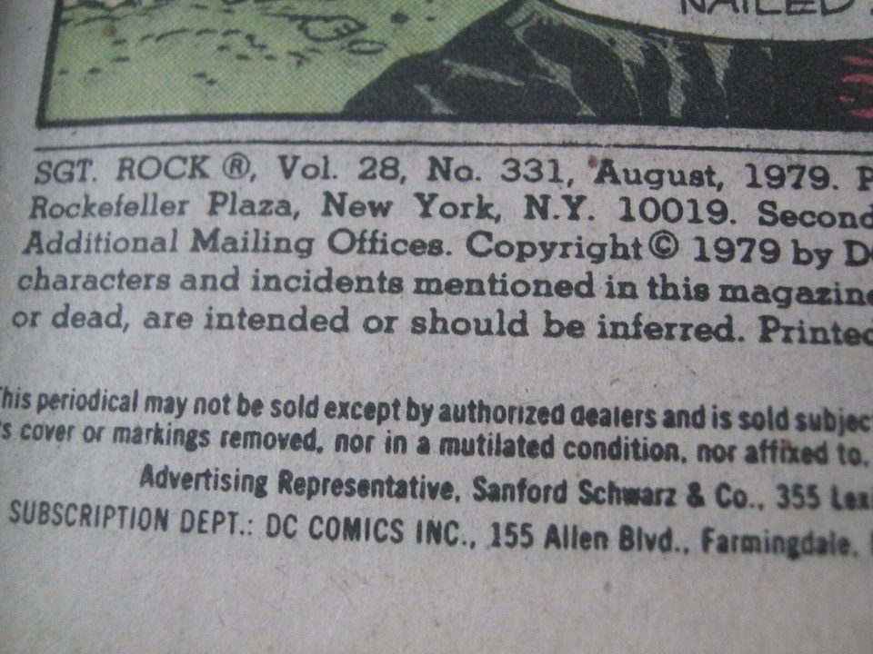 Sgt. Rock #331 August 1979 - DC War Comic Bob Kanigher / Joe Kubert ...