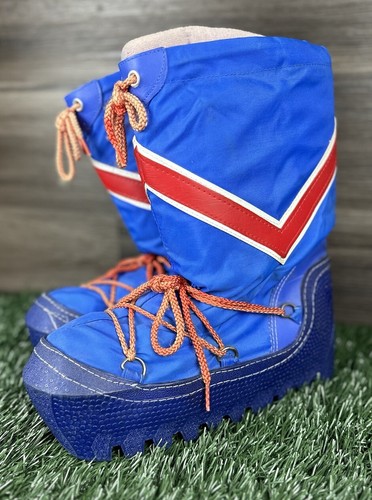 Vintage 80s Moon Boots Snow Outdoor Retro Red White Blue Napoleon Sz 9 ...