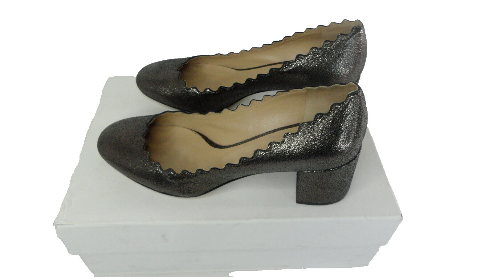 Chloe Lauren Scalloped Block Heel Pumps shoes Ultimat… - Gem