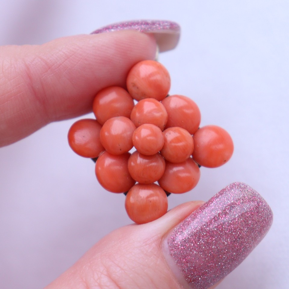 Victorian Antique Vintage Sciacca Coral Brooch D: 1.08in - NO TARIFF | eBay