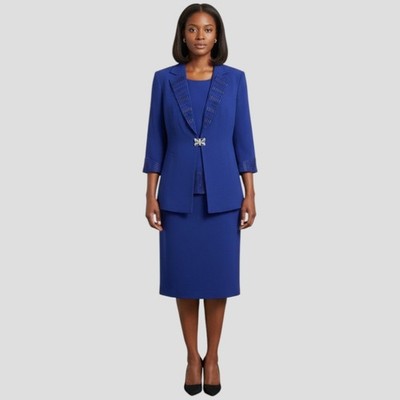 BEN MARC Women's Purple Crystal Beaded 3 Piece Suit Top Skirt Jacket ...