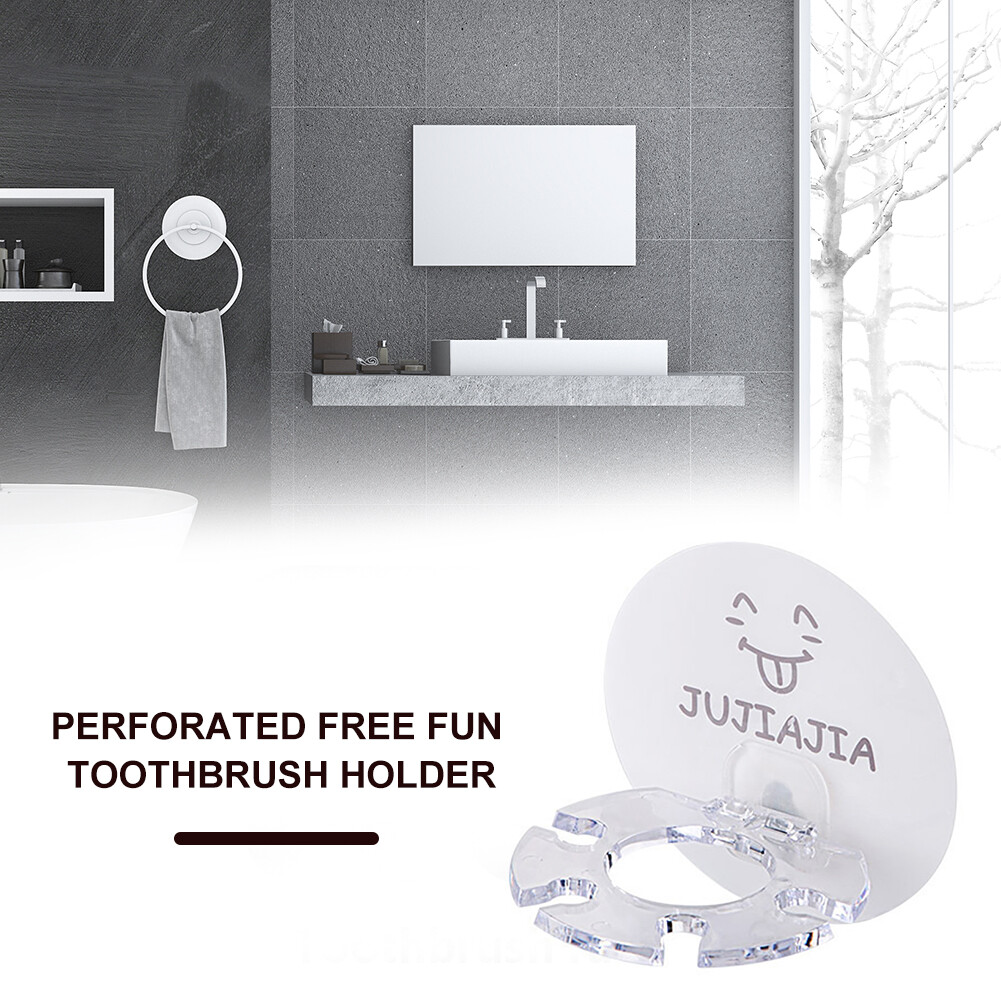 Bathroom Toothbrush Holder Punch Free Toothpaste Rack (Alphabet Smiley ...