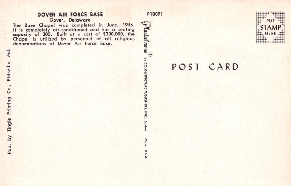 Dover Delaware Dover Air Force Base Chapel Postcard | eBay