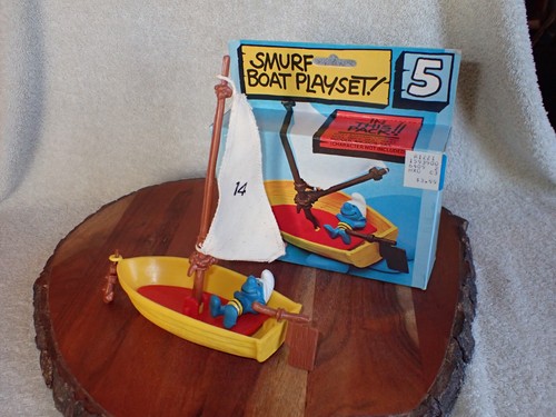 Vintage Smurf Boat Playset w/ Original Box EXCELLENT | eBay
