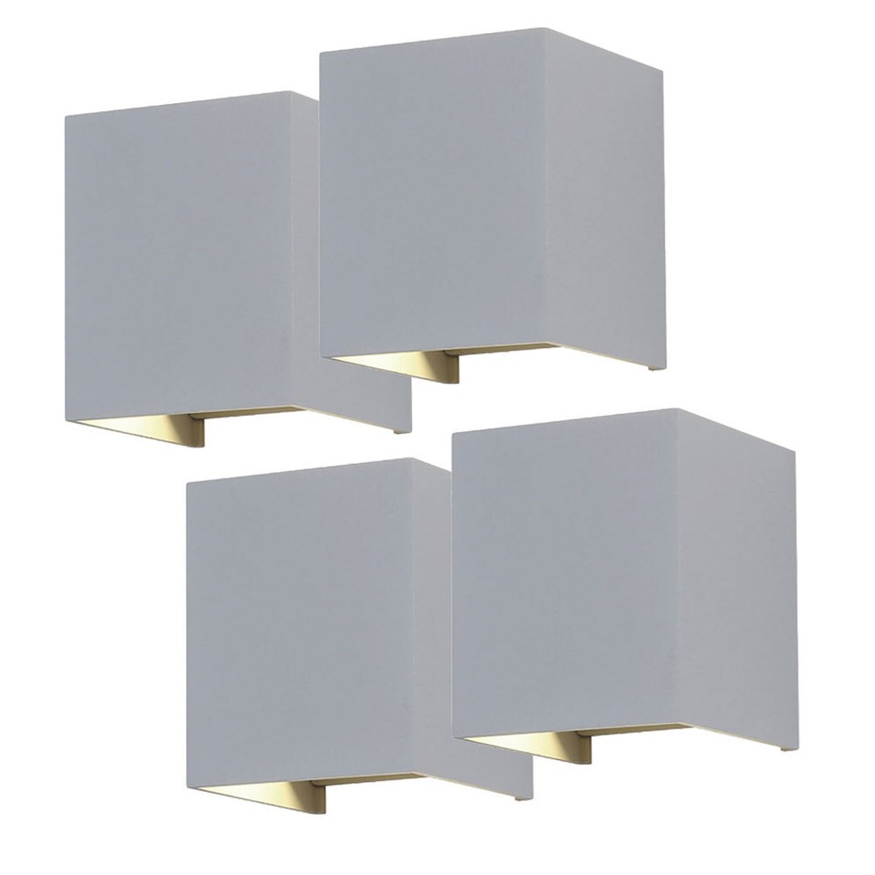 Design 4er Set LED Parete Lampada Luce Esterna Giardino Up Down Faretto ...