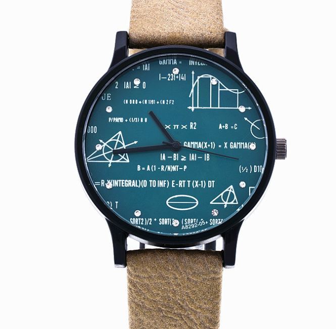 Modern Novelty Wrist Watches w/Math Equations on Dial & Leather Bands ...