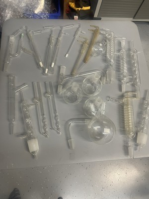 Huge Lot Distillation Lab on Condensers, Boiling Flasks, Purge Vessels ...