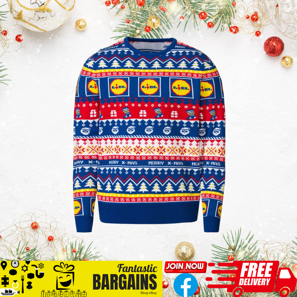 Official Lidl Novelty Christmas Jumper Men Women Soft Elasticated Lidl ...
