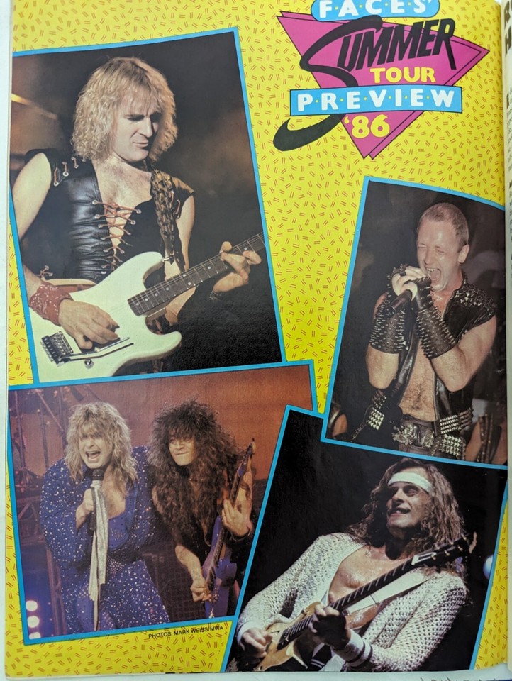 Faces Rocks Magazine August 1986 Metallica, Van Halen, Priest, Twisted ...