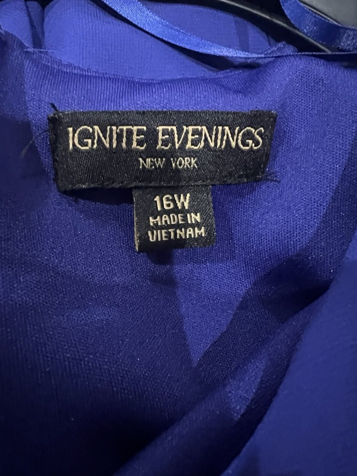 Ignite Evening Stunning Cocktail Dress In Royal Blue Size 16W —-never ...