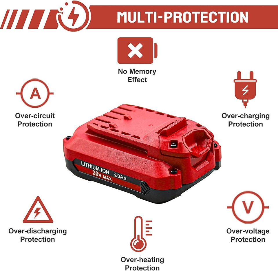2.0Ah 20V For Craftsman V20 20 Volt MAX Li-ion Battery CMCB204 CMCB202 ...