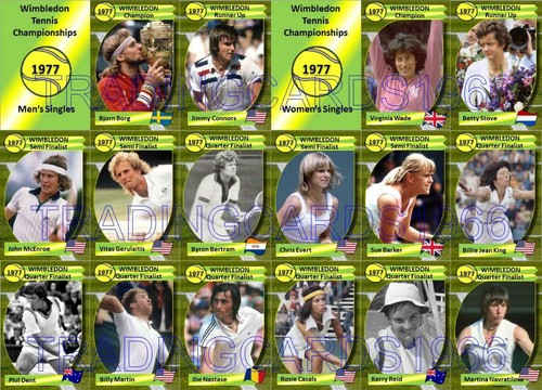 Wimbledon 1977 Tennis Trading Cards Borg Connors Wade Stove | eBay