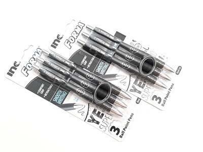 2 PACKS 6 PENS INC ® FORMA™ COMFORT GRIP RETRACTABLE BALL POINT PENS ...