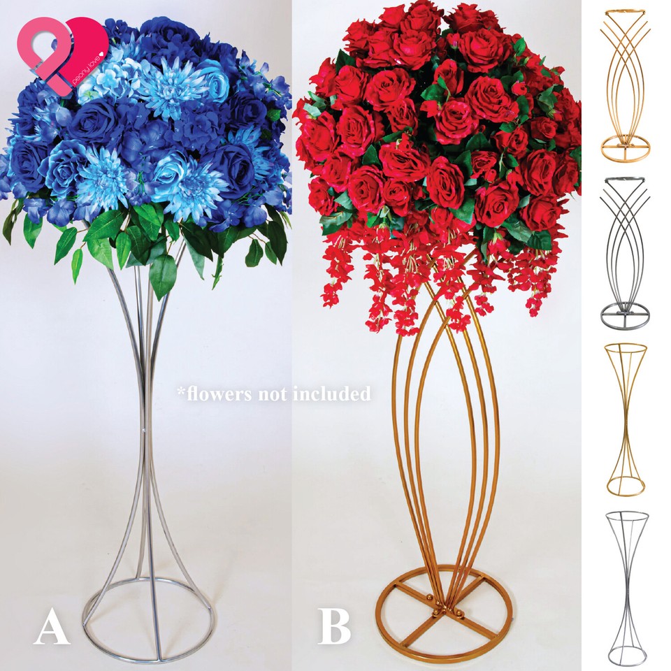 Metal Wire Flower Centerpiece Stand Vase Pillar Wedding Clear PVC ...