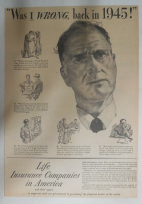 Life Insurance World War Two Ad:Norman Rockwell ! from 1945 Size: 10 x ...