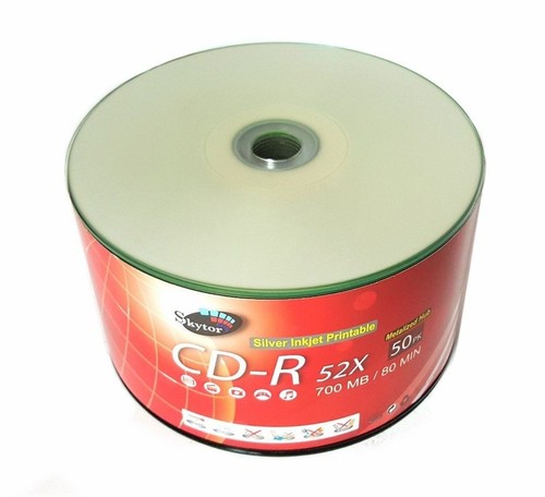 1000 SKYTOR Blank CD-R CDR 52x 700MB Silver Inkjet Hub Printable ...