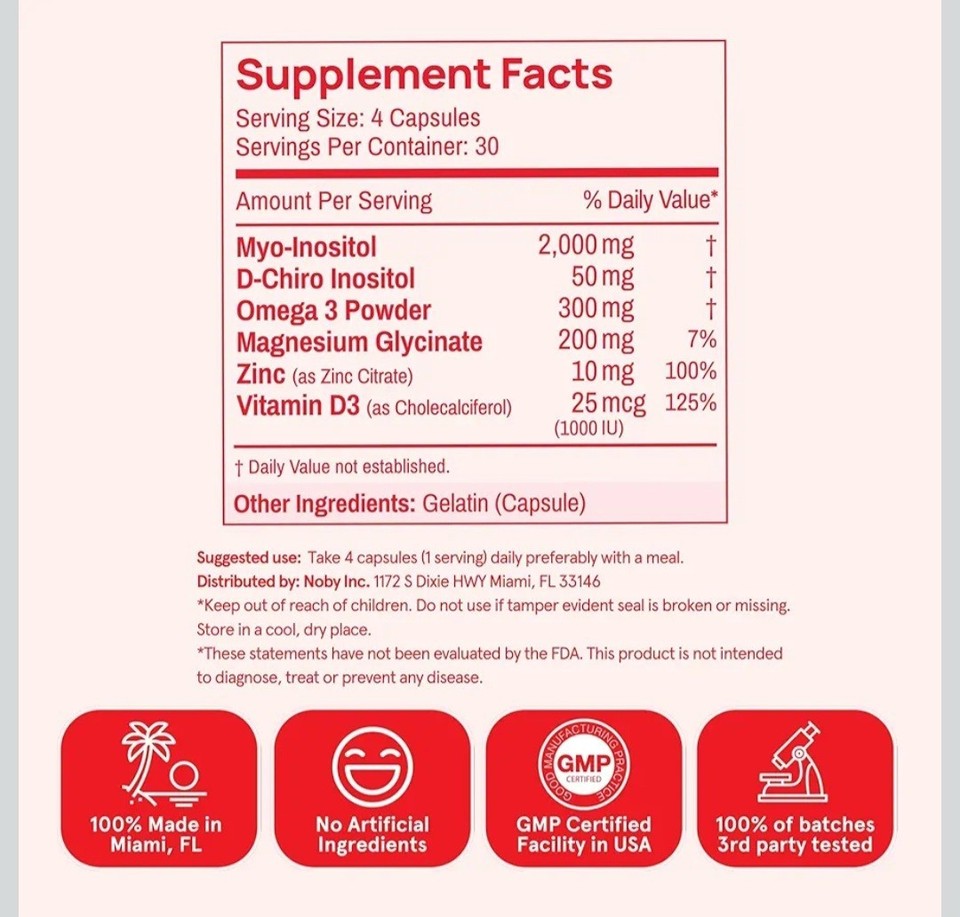 Inositol Multivitamin Capsules w/ Omega-3 - Peach Perfect - 120 Count ...