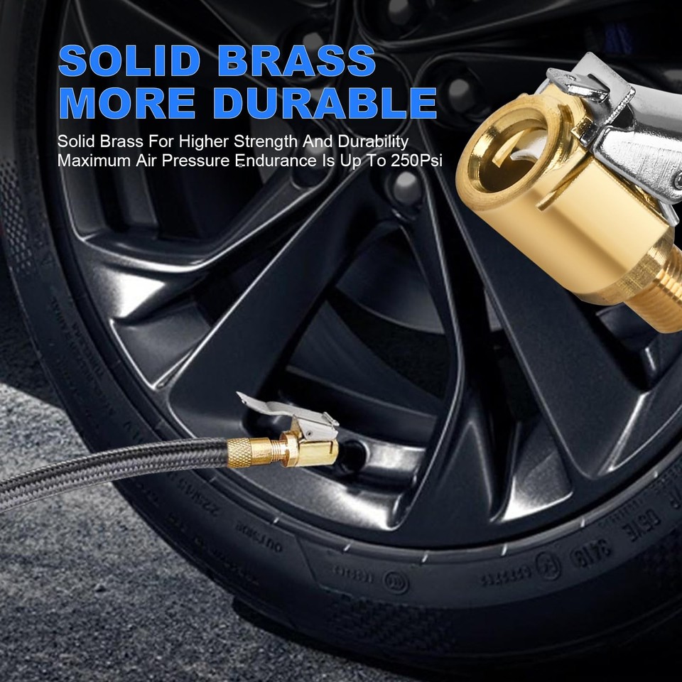 2pcs Locking Tire Air Chuck,Brass Inflation Hose Adapter,Tire Nozzle ...