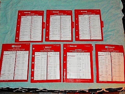 LOT OF 7 FORD MOTORCRAFT OIL FILTERS & BATTERIES APPLICATION DATA GUIDE ...