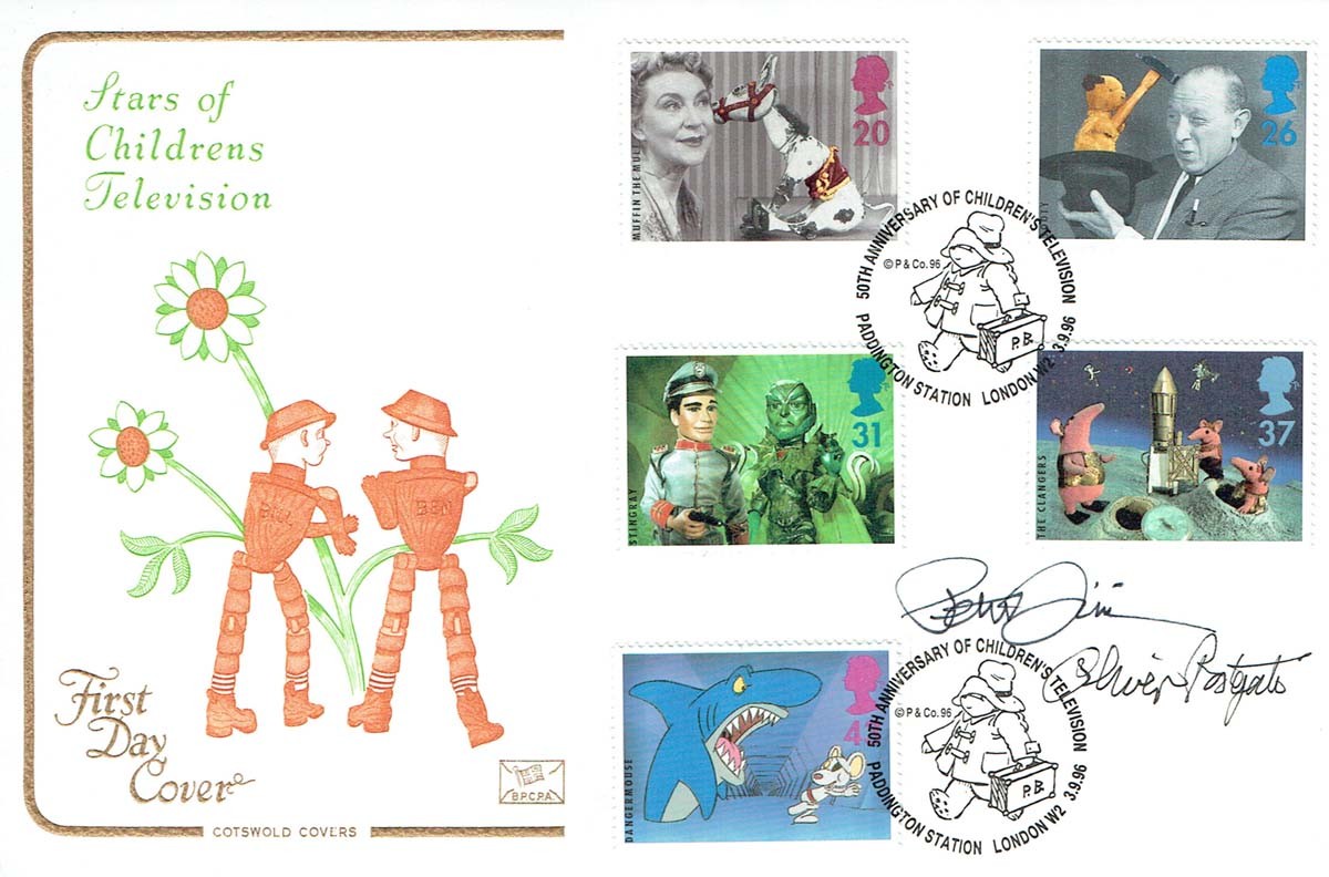 Oliver POSTGATE & Peter FIRMIN RARE Signed FDC 1 + Dealer COA Bagpuss ...