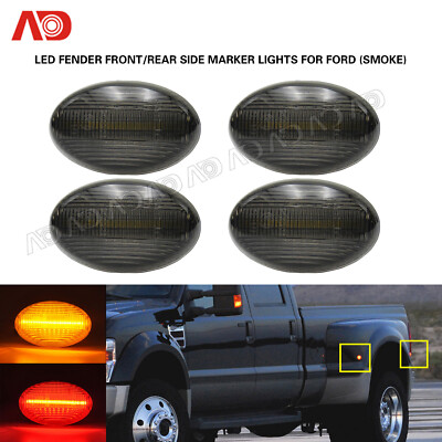 4PCS LED Dually Bed Front Rear Side Fender Marker Light For 99-10 Ford ...