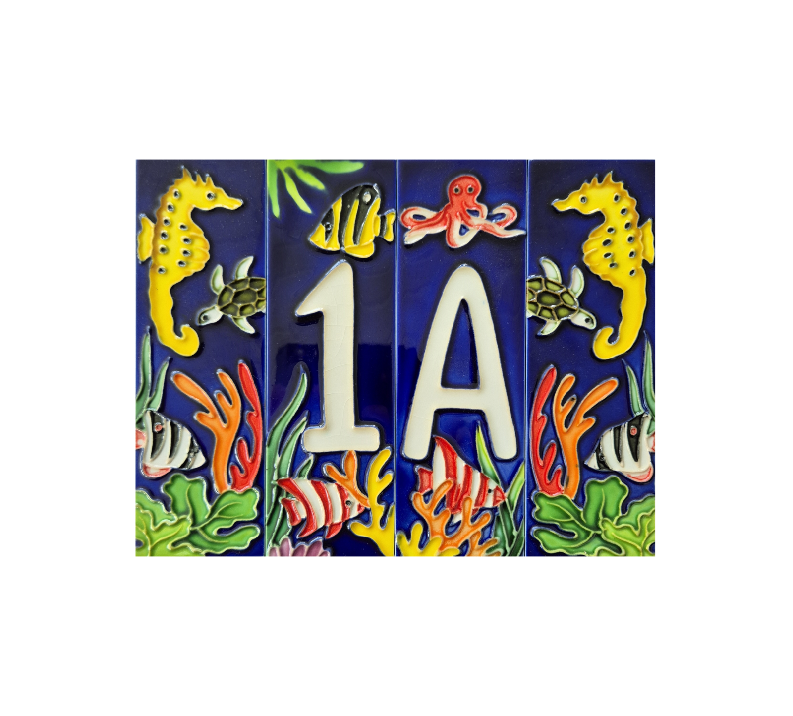 Hand-painted Ocean Themed Blue Ceramic Number and Letter Tiles | eBay UK