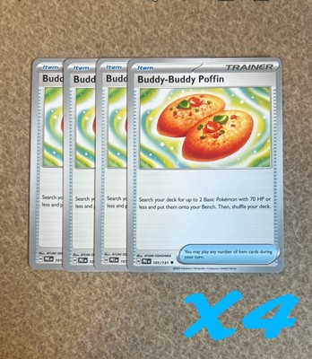4x Buddy-Buddy Puffin 101/131 Prismatic Evolutions Pokemon Cards - Mint ...