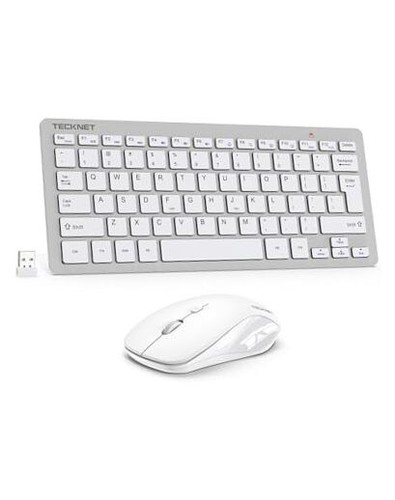 Wireless Keyboard and Mouse Combo, Mini Cordless Computer Silver White ...