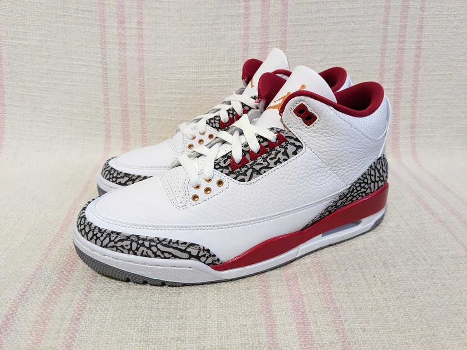 Air Jordan 3 Retro Cardinal Red White Gold AJ3 CT8532 126 Men's Shoe ...