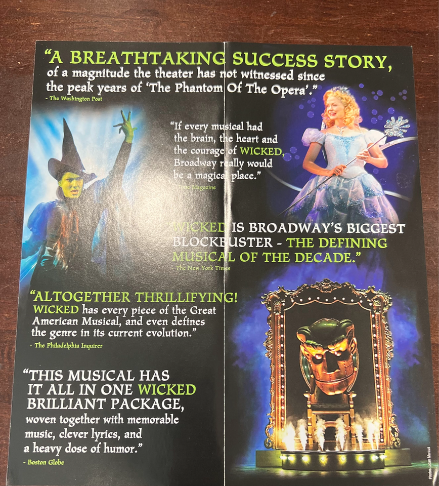 Wicked Broadway Musical Ad Flyer Stephen Schwartz | eBay