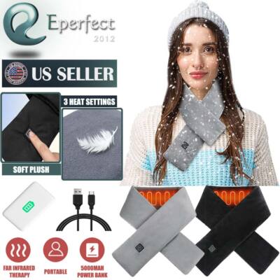 USB Heated Scarf Portable Electric Neck Heating Pad Wrap Therapy Pain ...