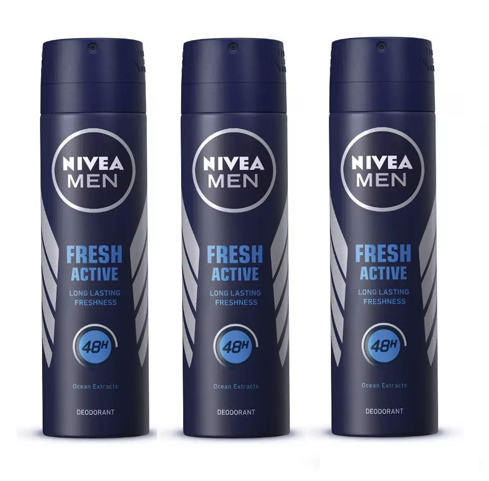 NIVEA Fresh Active 48hrs Ocean Extract Deodorant For Men (PACK OF 3) | eBay