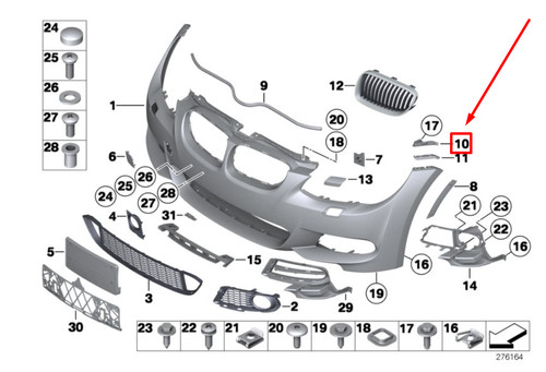 NEW BMW 3 COUPE E92 FRONT LEFT BUMPER GUIDE 7156555 51117156555 ...
