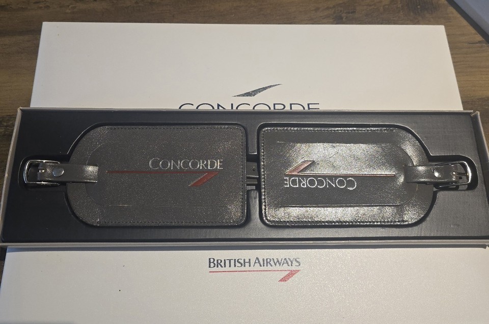 British Airways Vintage Concorde Luggage Tag Grey Leather | eBay UK