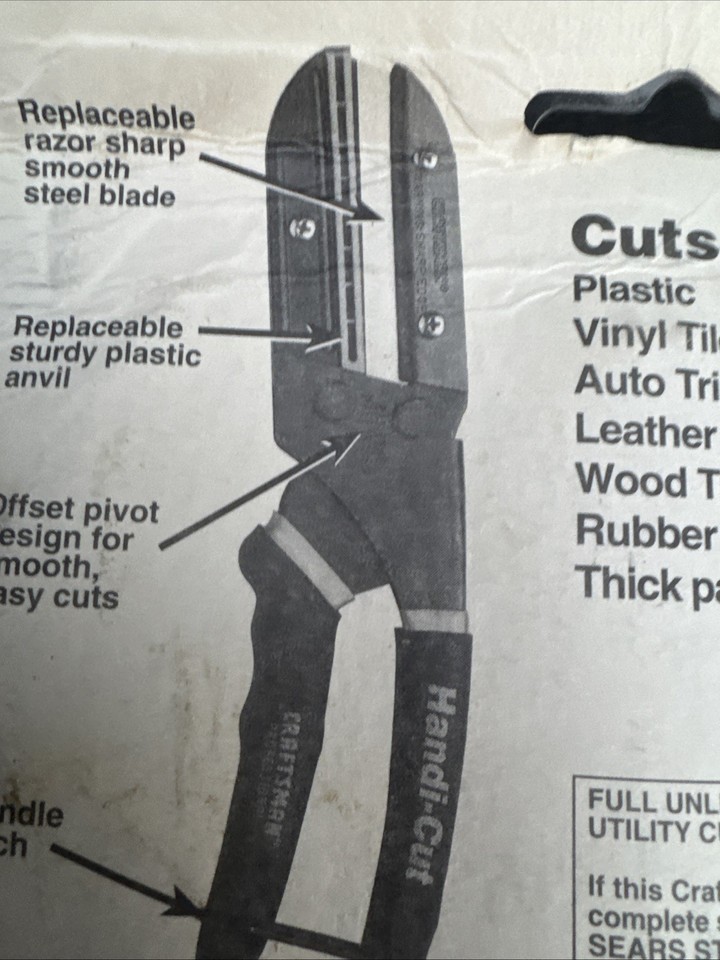 Sears Craftsman Usa Nos 3-7/8” Handi Cut Utility Cutter 37201 ...