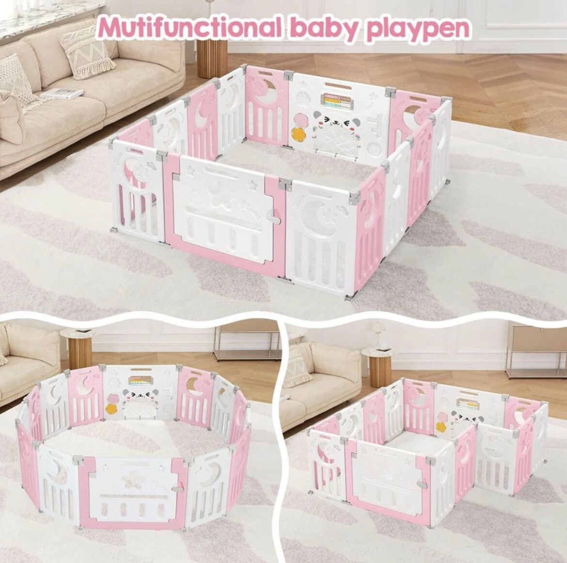 Foldable Baby Playpen 14 Panels Safety Kids Indoor Baby Fence W ...