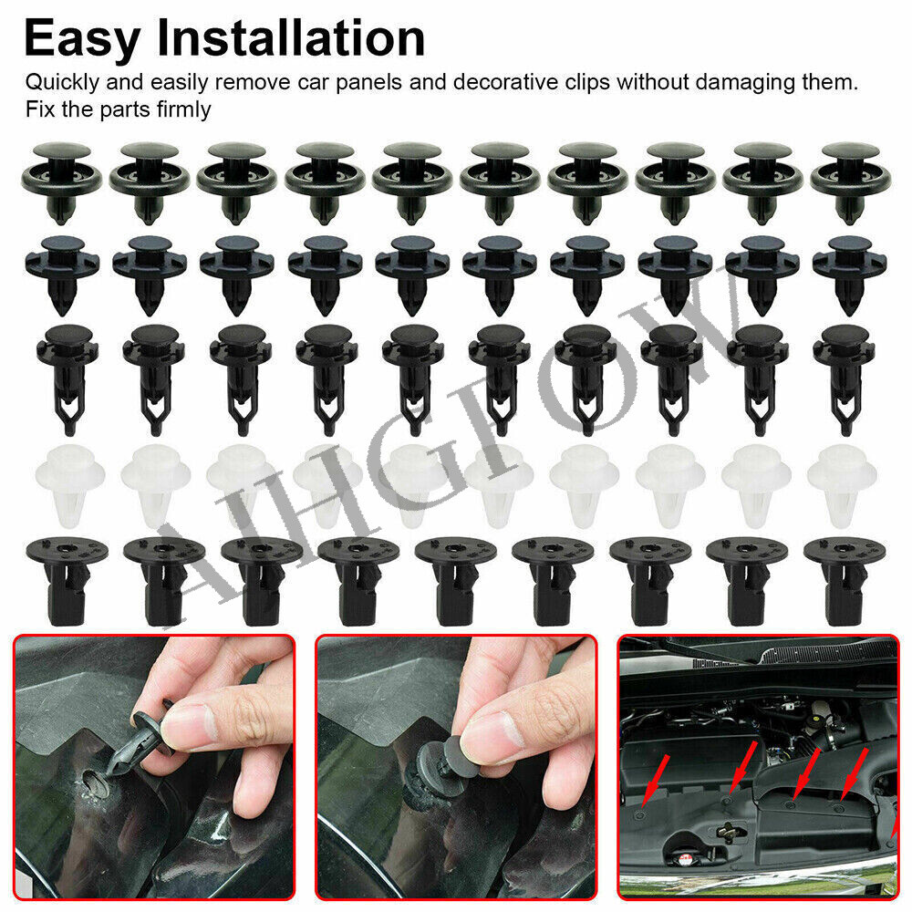 100 Pcs Fender Liner Fastener Rivet Push Clips Retainer For Toyota ...