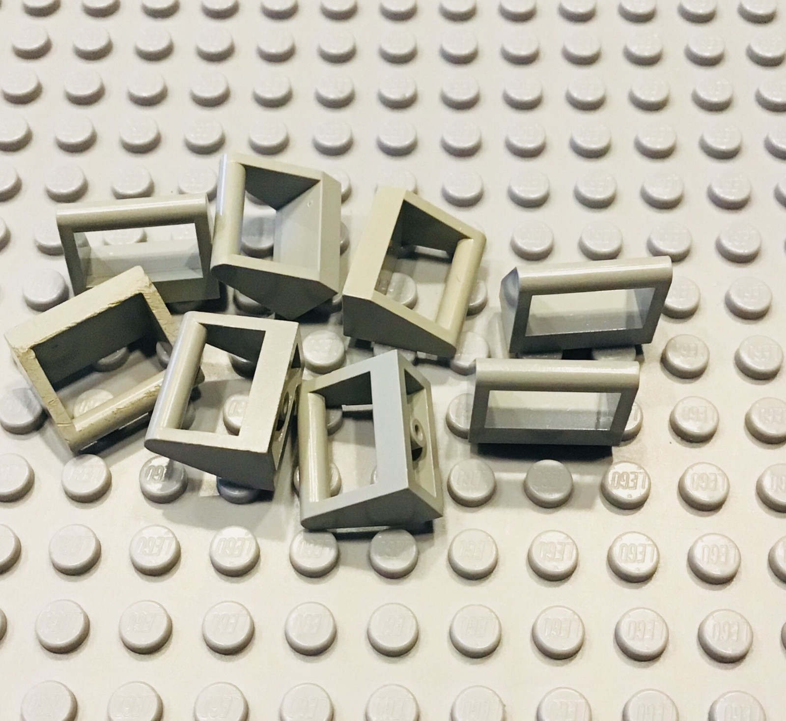LEGO Tile Modified 1x2 with Handle Lot 8 Trad Light Gray 10019 4483 ...