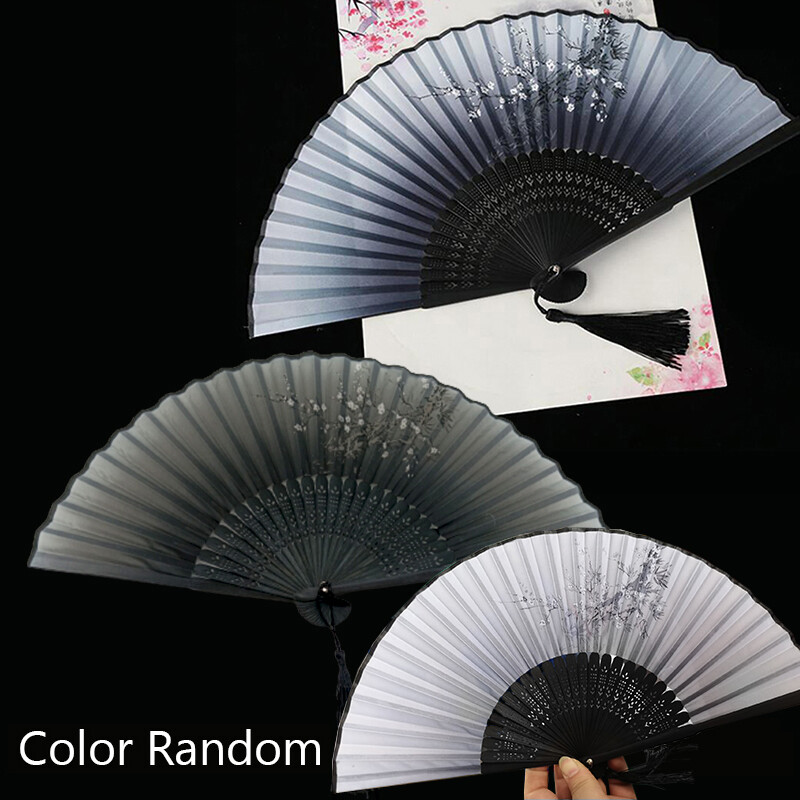 Chinese Foldable Hand Held Bamboo Fan Dance Folding Fan Flower Wedding ...