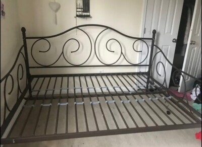Black daybed metal bed frame full-size barely used will all the parts ...