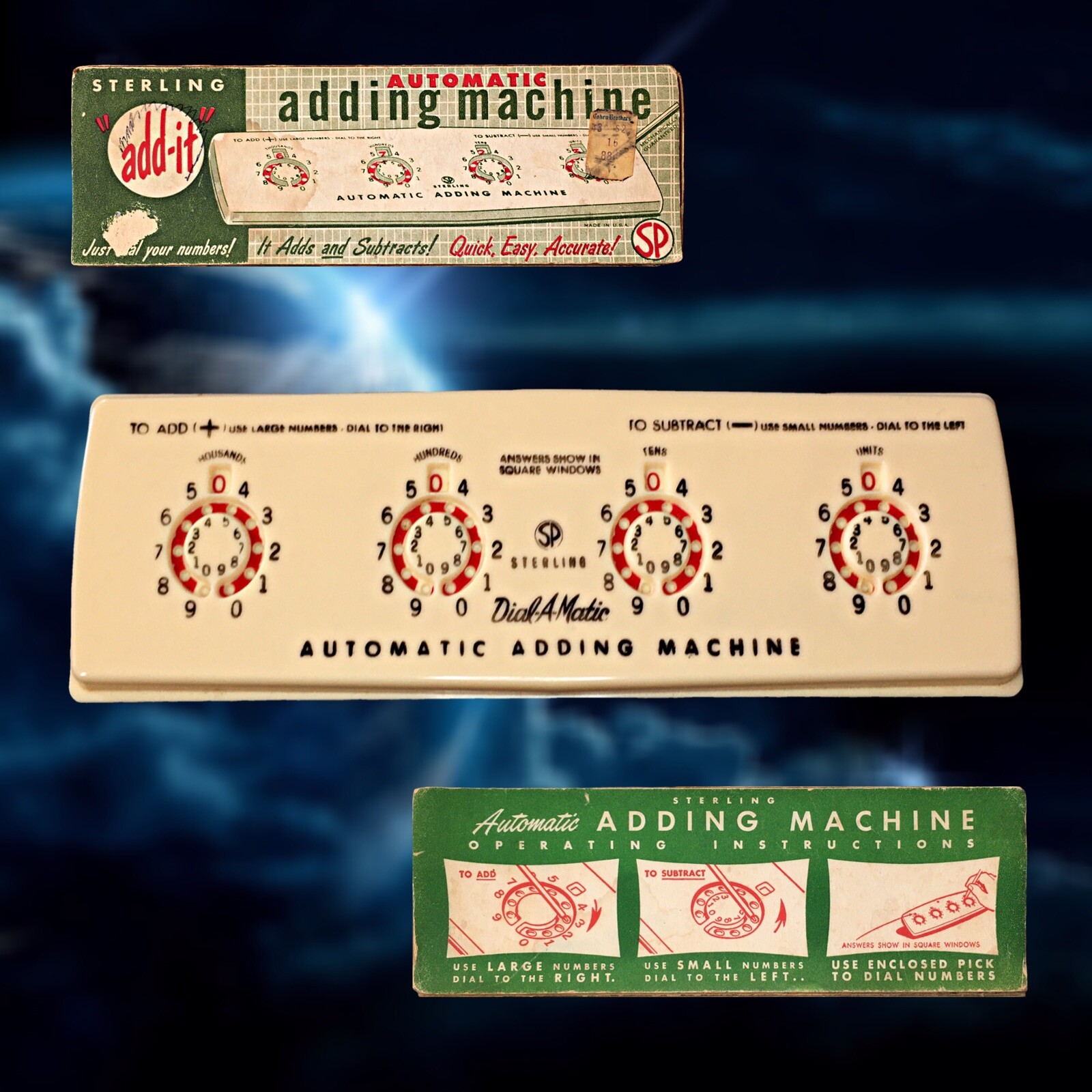 Vintage Sterling Automatic Adding Machine ~ Dial-A-Matic No.565 | eBay