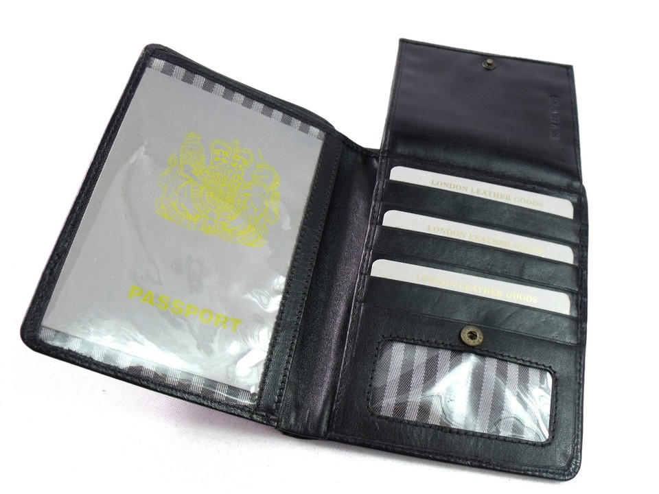 SUPERB QUALITY REAL LEATHER TRAVEL DOCUMENT PASSPORT CREDIT CARD HOLDER ...