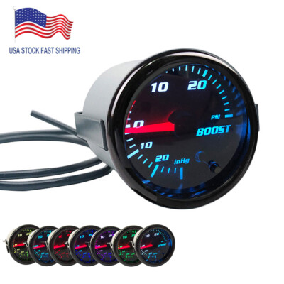 2" Turbo Boost Gauge Tinted 7 Color 0-30 PSI Pressure Vacuum Turbo ...