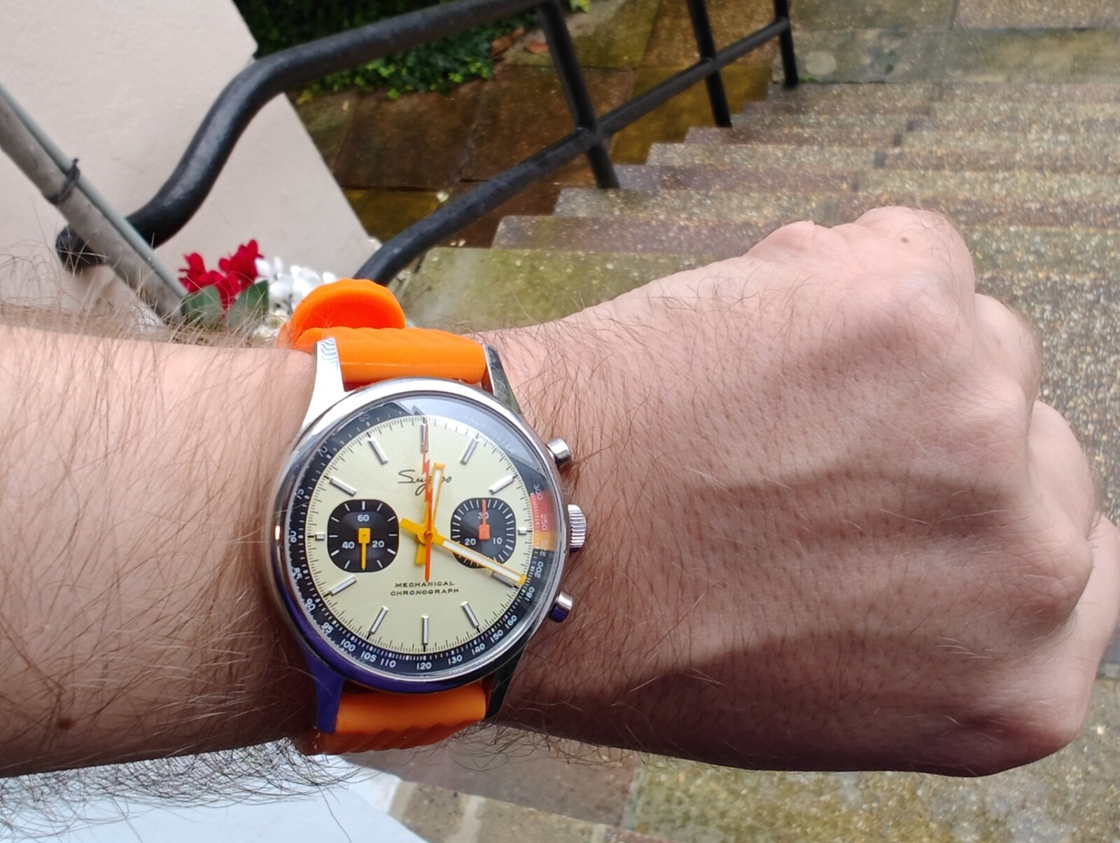 Sugess 1963 Watch Men Chronograph Mechanical Seagull ST19 Cream Dial ...