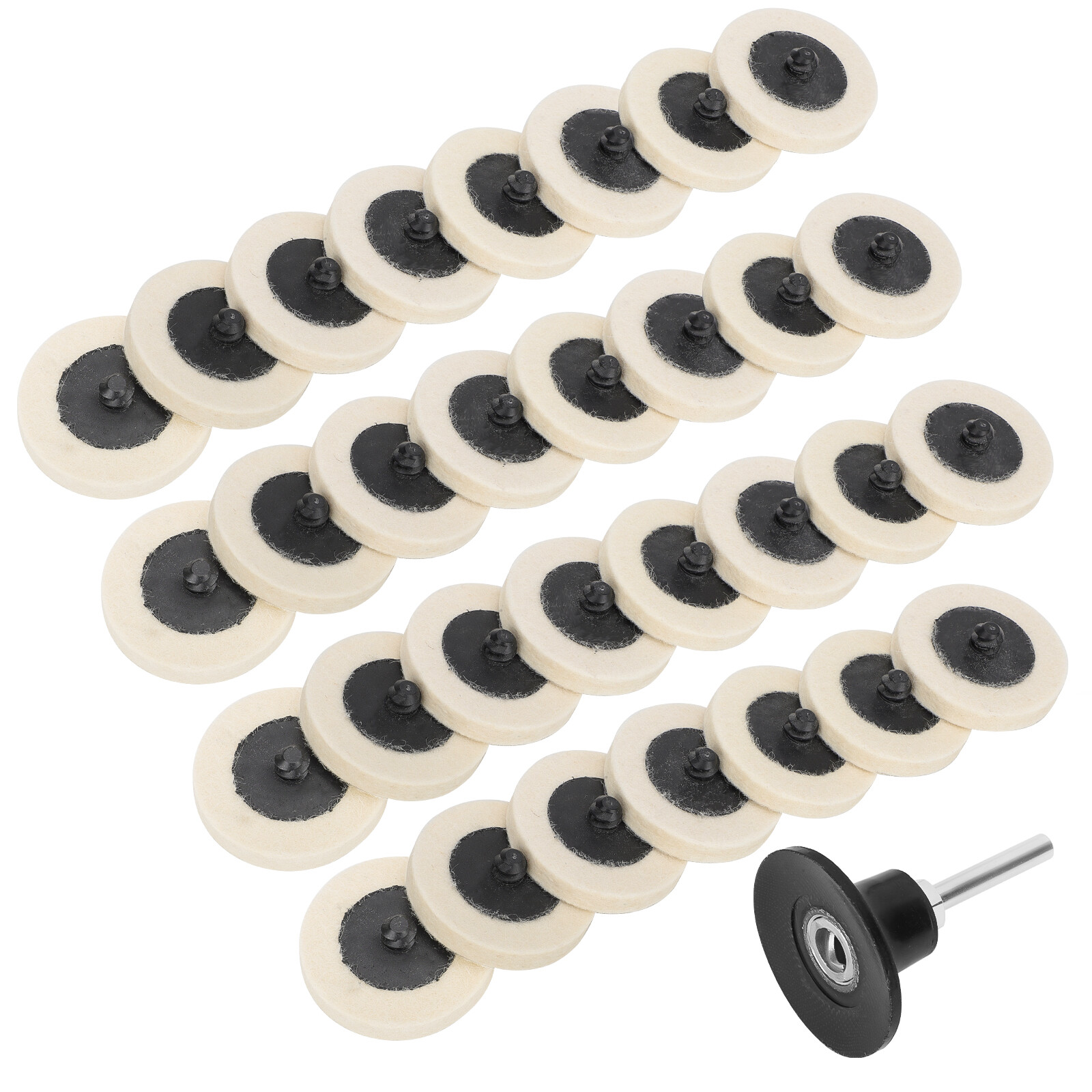 30x 2 Inch Compressed Wool Fabric Sanding Discs Buffer Pad Holder w/ 1/ ...