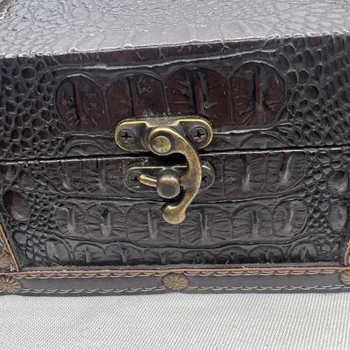 Leather Treasure Chest Box Decorative Storage Chest Box with Lock Lined ...